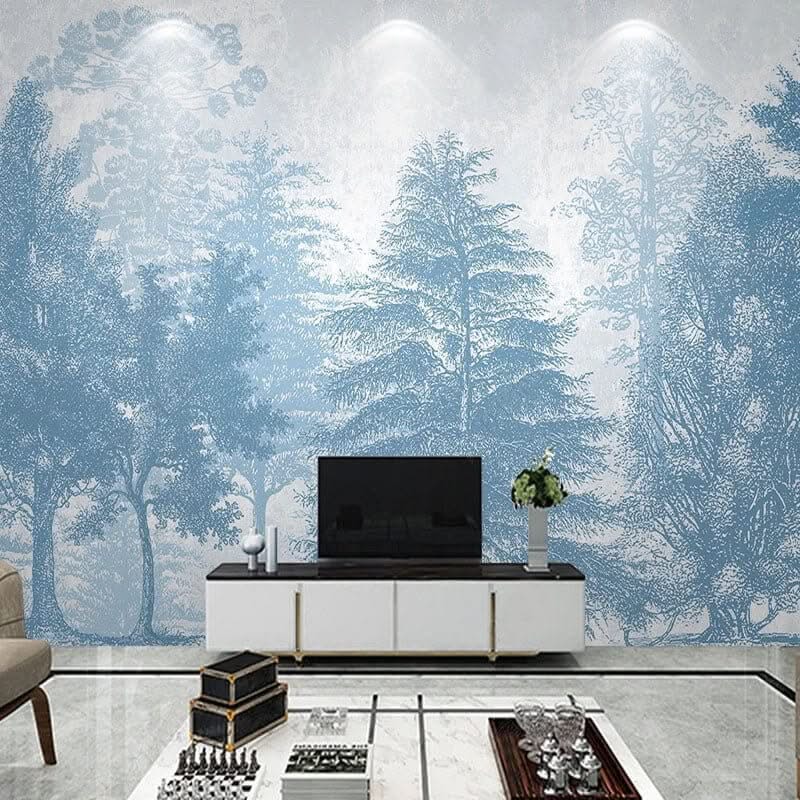 Blue Forest Trees Wallpaper: Transform Your Space | Trees Wallpaper ...
