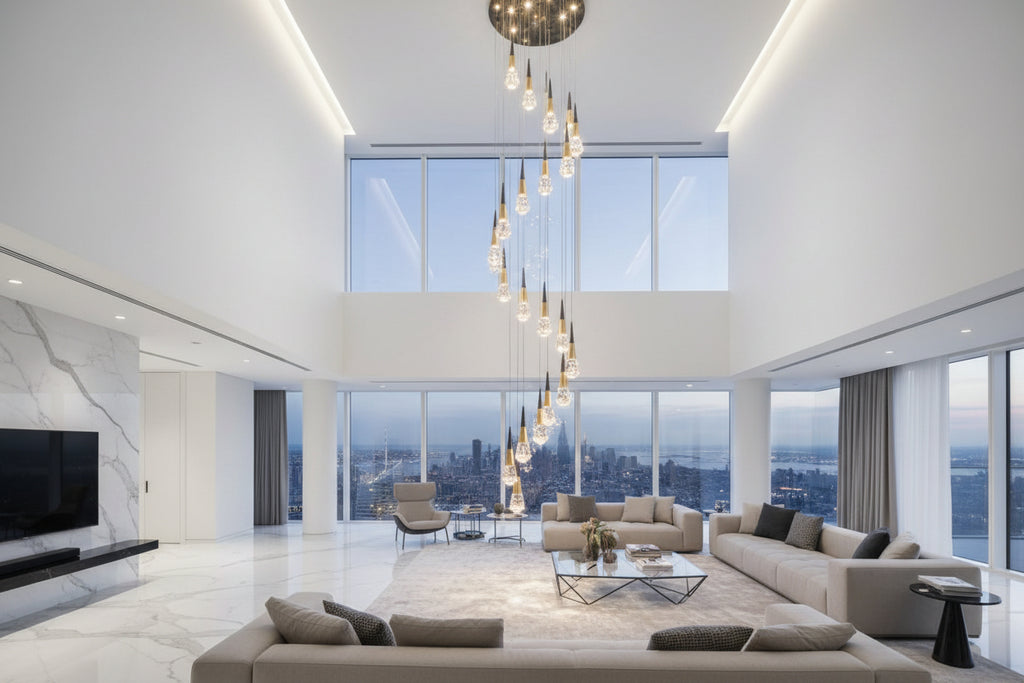 Crystal Spiral Cones Staircase Chandelier – Modern LED Lighting for Hi ...
