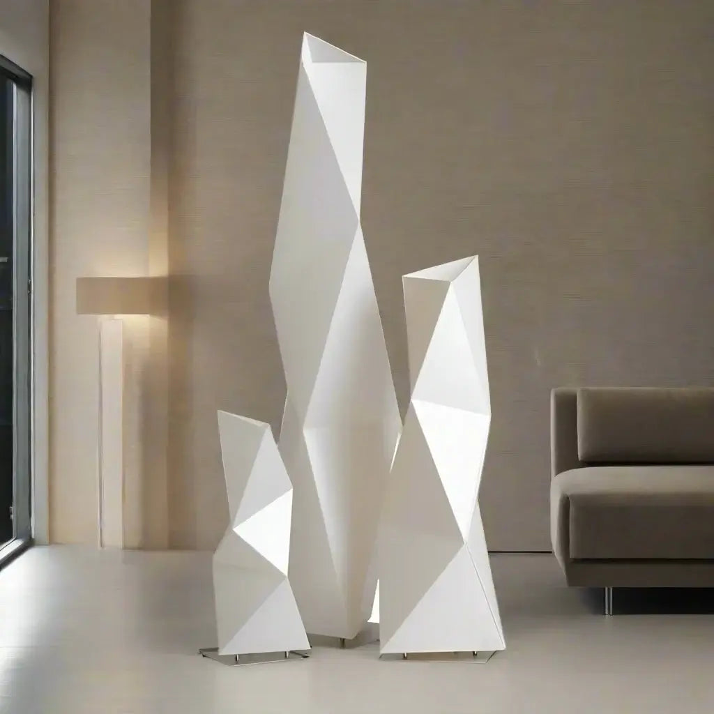 Diamond Floor Lamp – Sculptural Light in Opalflex Plastic – GraffitiWallArt