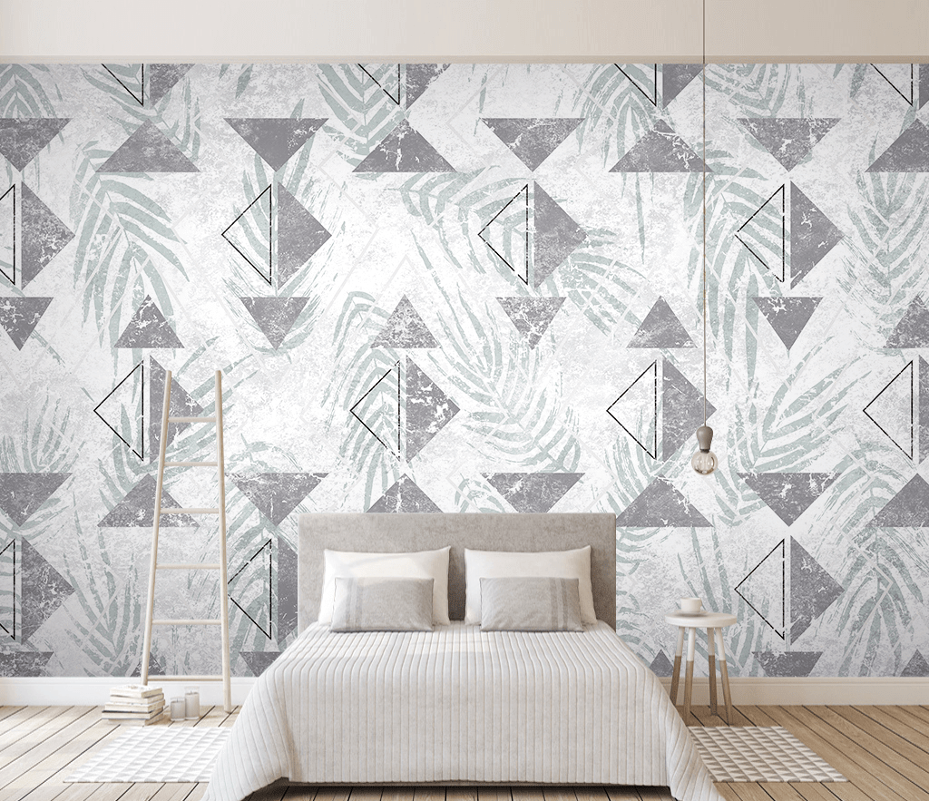 Triangular Pattern Leaves Wallpaper Murals | Geometric Shapes ...