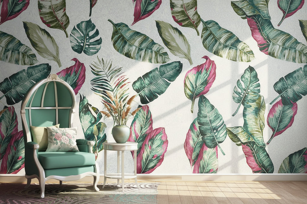 Tropical Leaves Paradise Wallpaper Mural | Flower & Leaf Wallpaper ...