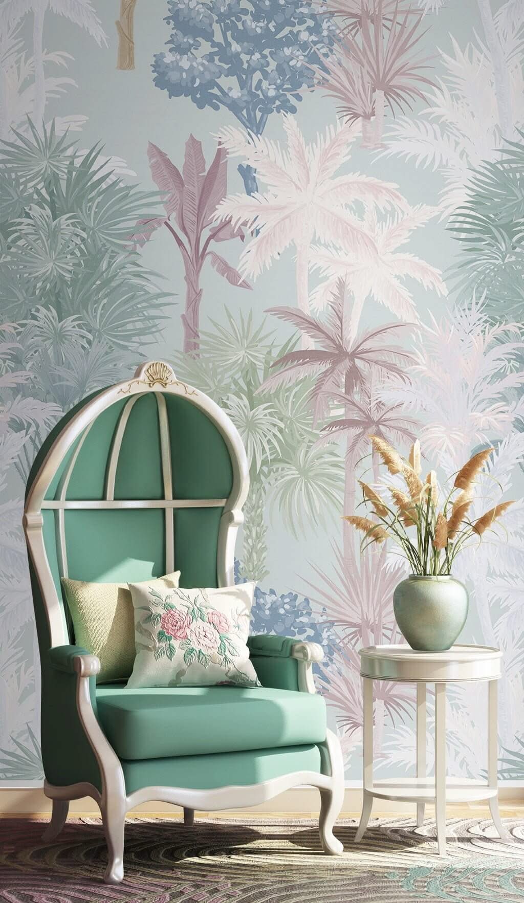 Tropical Trees Wallpaper Mural | Flower & Leaf Wallpaper – GraffitiWallArt