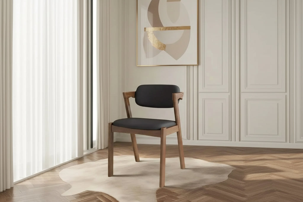 Walnut Wood Zig Zag Dining Chairs – Modern Design – GraffitiWallArt