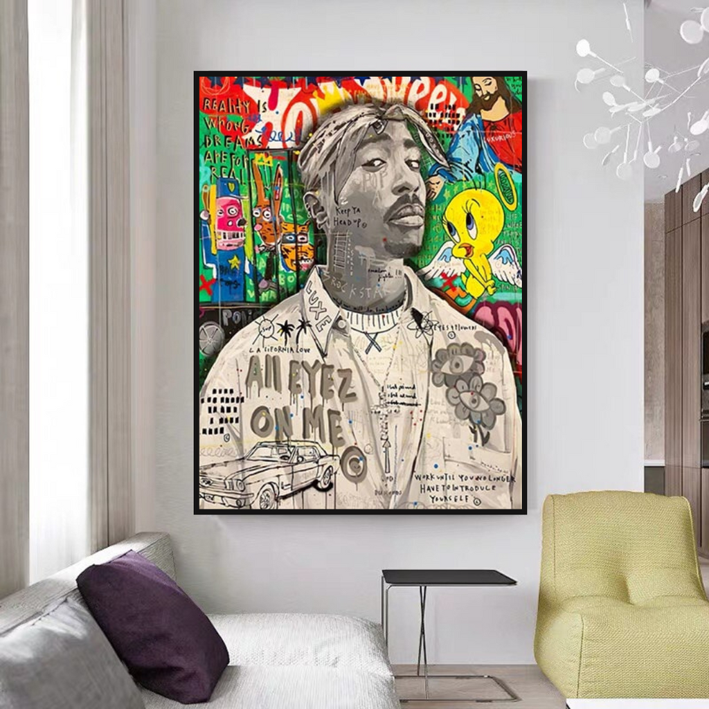 TuPac Rapper Singer Canvas Wall Art | TuPac Wall Art – GraffitiWallArt